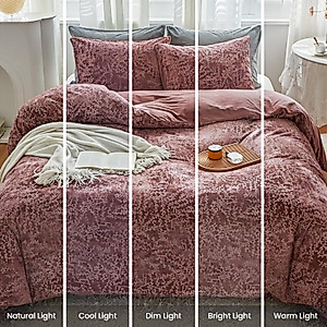 WARMDERN Velvet Duvet Cover King Set Sage Red Velvet Duvet Cover Red Velvet Comforter Cover 3Pcs Ultra Soft Duvet Cover Breathable Solid Luxury Flannel Velour Duvet （Red，King）