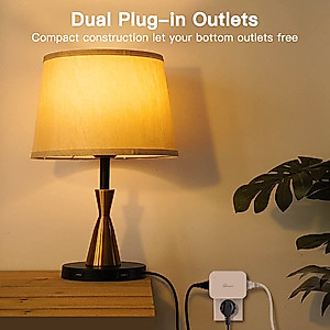 Smart Dimmer Plug 1 Pack, TREATLIFE Dual Outlets Plug-in Lamp Dimmer Switch for Dimmable LED, CFL, Halogen and Incandescent Bulbs, Lamps, String Lights, Max Power 300W, 2.4GHz WiFi Only