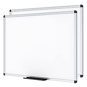VIZ-PRO Dry Erase Board/Whiteboard, Non-Magnetic, Pack of 2, 36 x 24 Inches, Wall Mounted Board for School Office and Home