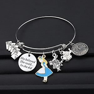 FOTAP Alice Bracelet She Believed She Could So She Did Inspirational Encouragement Bracelet Alice Fans Gifts Alice Gift (Alice SB)
