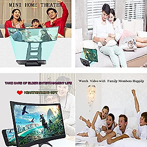 12" HD Screen Magnifier for Cell Phone, Honttevis 3D Curved Screen Phone Magnifier for Videos, Movies and Gaming, Foldable Phone Magnifying Screen Works with iPhone/Android Smart Phone Devices.