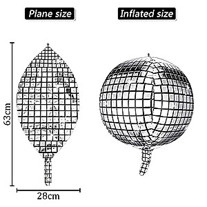 Disco Foil Balloons Aluminum Mylar Helium Balloons 10 Pieces 22 Inch 4D Large Mirror Metallic Balloons for Disco Dance Party Supplies Birthday Party Wedding Baby Shower (Silver)