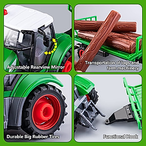 TICTTGA Gift for 5 Year Old boy Kids Remote Control Truck Toddler Farm Toys for Boys Age 4-7 Kids Remote Control Tractor for Boys 4-7 1/24 Scale Log Trailer