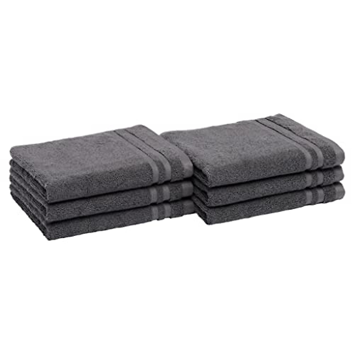 Amazon Basics Cotton Hand Towels, Made with 30% Recycled Cotton Content - 6-Pack, Dark Gray