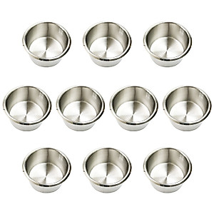 Game Table Cup Holder Insert - 10 Stainless Steel Drop in Large Drink Cup Holders,Boat Poker Table Replacement Cups Accessories