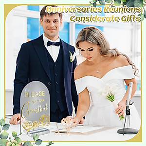 4 Pcs Acrylic Wedding Reception Signs with Stand Clear Gifts and Cards Sign with Holder Please Sign Our Guestbook 5 x 7 Inch Rustic Calligraphy Wedding Sign for Wedding Ceremony Reception (Elegant)
