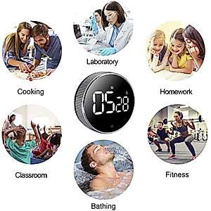 Timers, Kitchen Timer for Kids, Digital Countdown Magnetic Egg Timer for Cooking, with Constant Light Function for classrooms, Quiet for Children and Teachers…