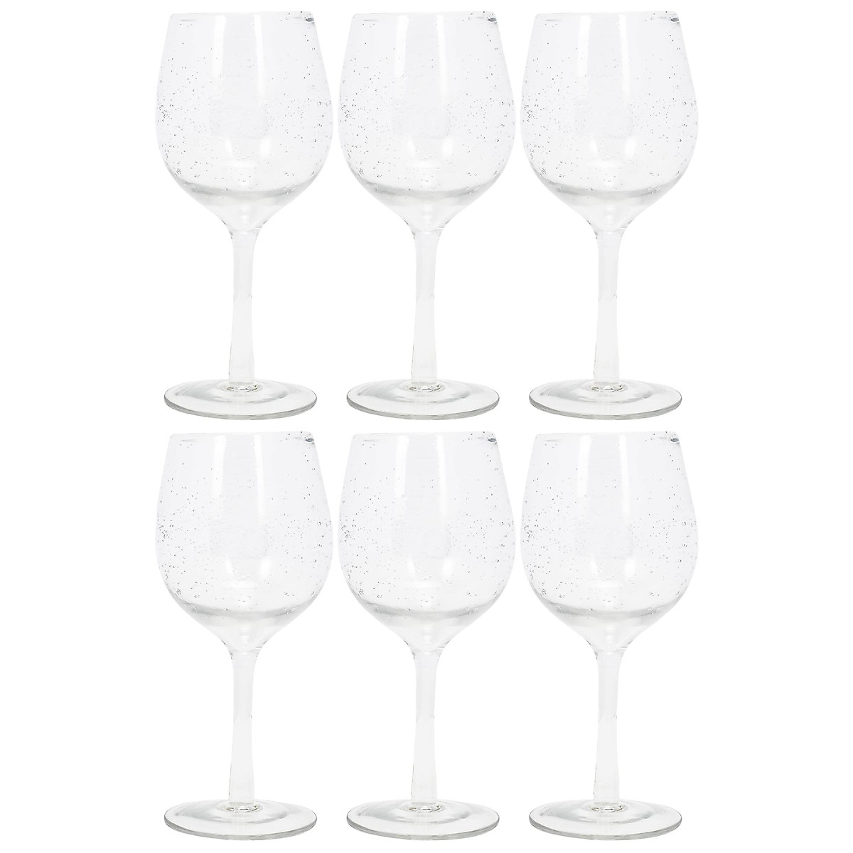 TAG True Living Perfectly Clear Bubble 15 ounce Tall Stemmed Glass Set of 6, Wine