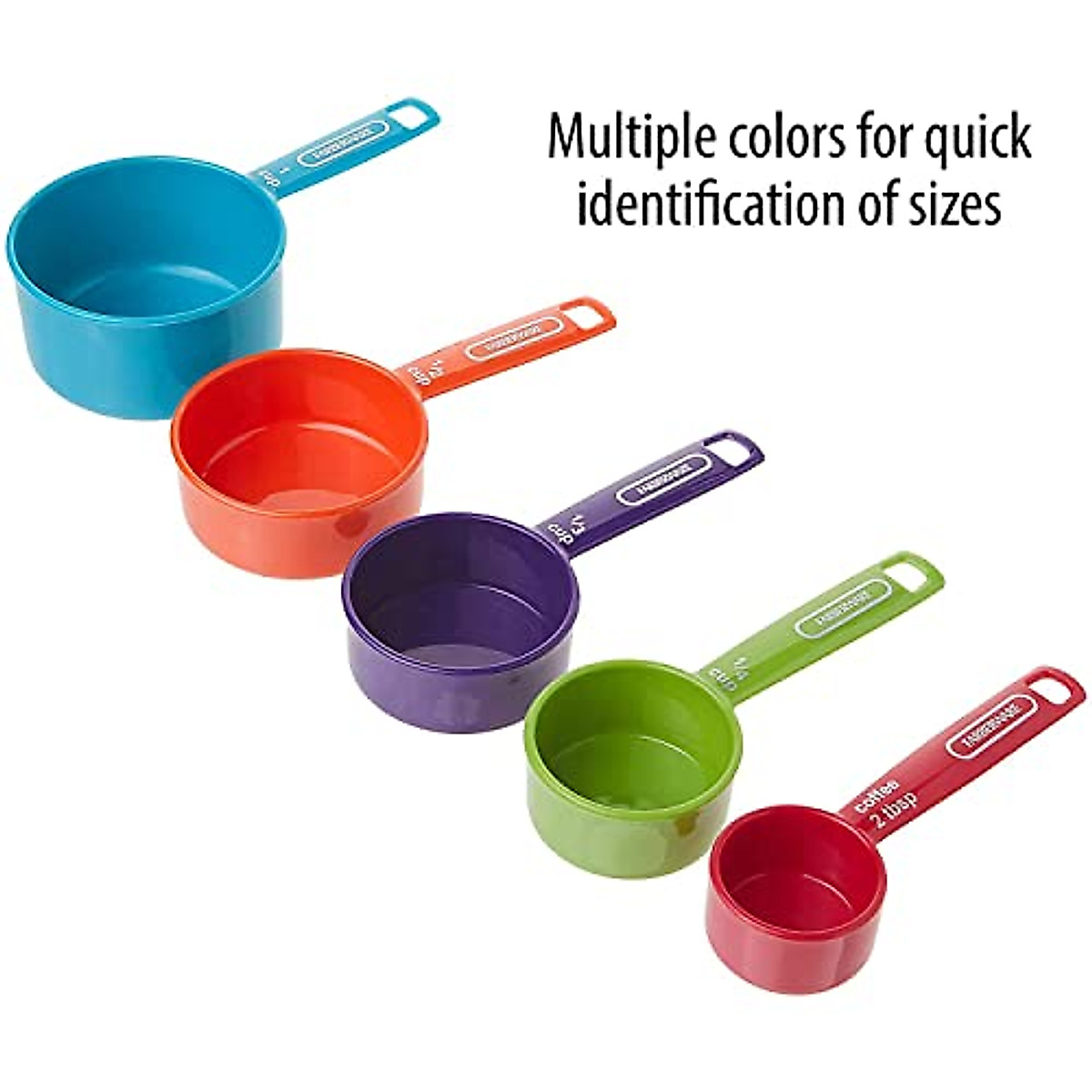 Farberware Professional Plastic Measuring Cups with Coffee Spoon, Set of 5, Colors may vary