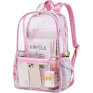 LOIDOU Clear Backpack Heavy Duty Transparent Bookbags See Through Bag for School College Work Travel Sports