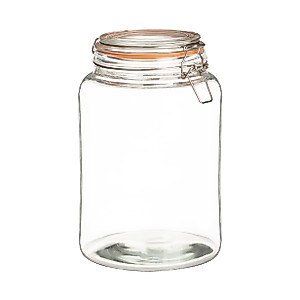 kitchentoolz Large 1 Gallon Glass Mason Jar with Hinged Lids, Extra Wide-Mouth Airtight Leakproof Sealed Canning Jars, Pickling Container, Preserving & Flour Storage - Pack of 2