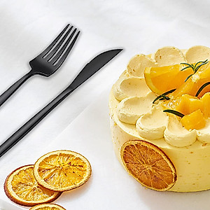 LAIION Black Silverware Set 30 Pieces Stainless Steel Flatware Set Titanium Plating Cutlery Set, Matte Black Utensil Sets, Service Set for 6