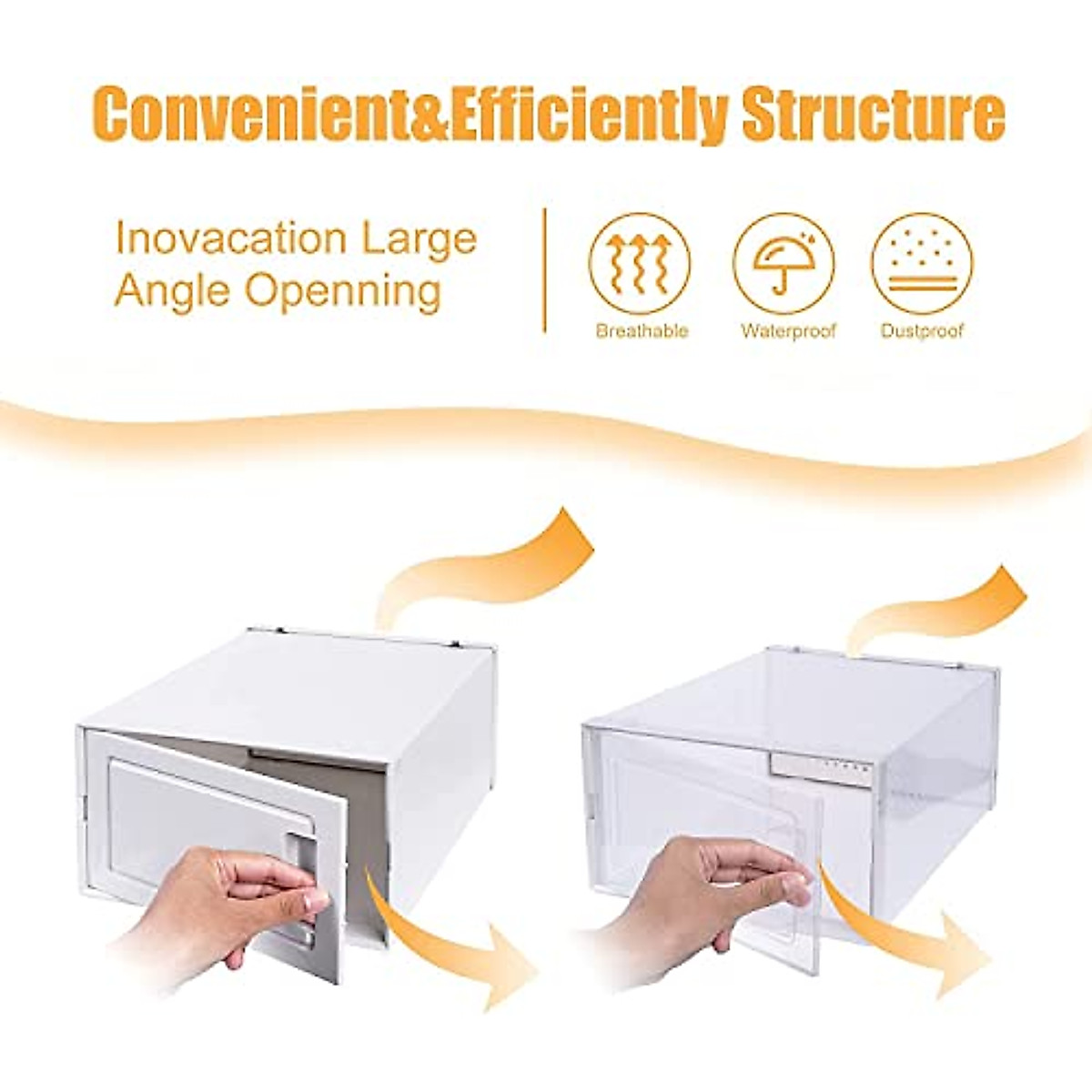 WAYTRIM Clear Plastic Stackable Storage Shoe Box, 15 Pack Foldable Shoe Box Storage Sneaker Containers Storage Bins Shoe Storage Organizer Drawer Fit to Men US Size 9