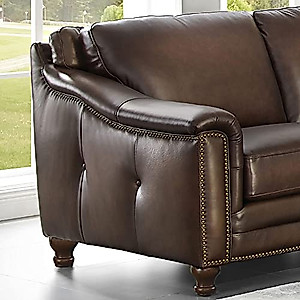 Hydeline Belfast 100% Leather Sectional, 4-Piece, Dark Brown