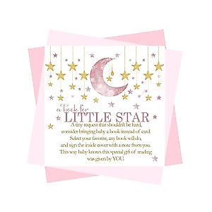Twinkle Little Star Books for Baby Shower Cards, Invitation Inserts Girls Book Request, Bring Book Instead of Cards Poem, Cute Storybook-Theme Ideas, 25 Pack