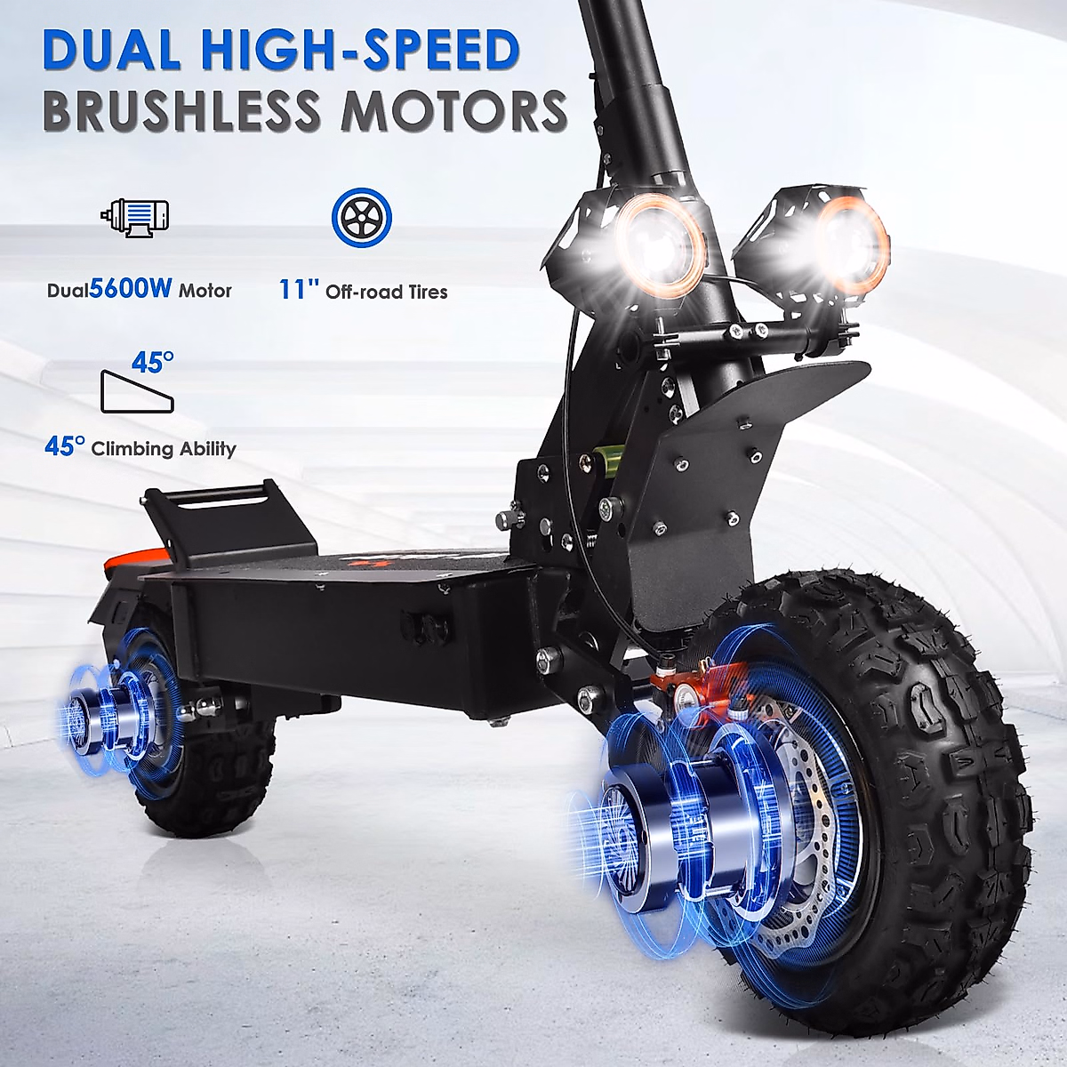 Adult Electric Scooter Series Dual Drive 5600W Motor, Max Speed 50mph, Max Range 50~56 Miles, All Terrain Off-Road Tires, Electric Scooter with Detachable Seat