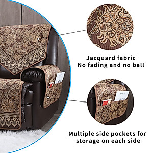 LUFEIJIASHI Recliner Chair Covers Non Slip Waterproof Large Recliner Covers for Leather Recliner,Electric Reclining Chair Covers for Living Room Dog Sofa Recliner Cover Furniture Protective Brown