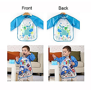 EchoDone 4 Packs Waterproof Children's Art Smock Kids Painting Aprons Long Sleeve Smock for Eating 1-4 Years