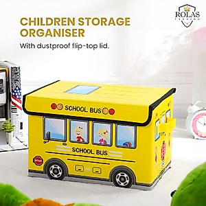 Brynnberg Foldable Toy Storage Box - Set of 3 Large Collapsible Toy Organizers - Sturdy, Soft Cloth Bins with Dustproof Flip-Top Lid - Space-Saving - Yellow, Blue, Pink - 14.9"x9.8"x9.8"