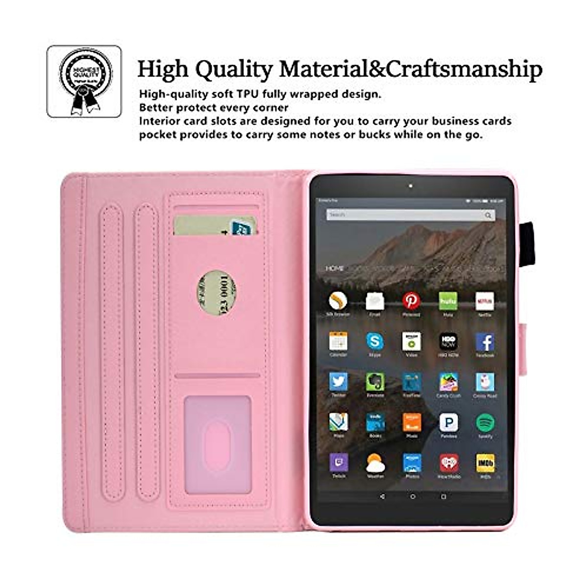 HD 10 Case DTangLsm Case for Amazon Fire HD 10 Tablet (5th/7th/9th Generation, 2015/2017/2019 Release) - Slim Leather Folding Protective Stand Cover with Auto Wake/Sleep for 10.1 Inch Tablet,Pineapple