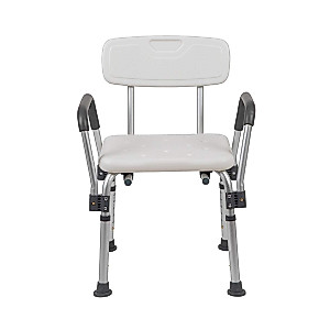 Flash Furniture HERCULES Series 300 Lb. Capacity, Adjustable White Bath & Shower Chair with Depth Adjustable Back