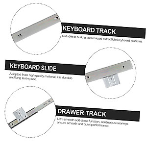 STOBOK 1 Pair Keyboard Rails Computer Desk Shelf Steel Office