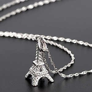 Gemschest Sterling Silver Eiffel Tower Pendant Necklace Paris Jewelry for Mom Women with 18" Silver Chain