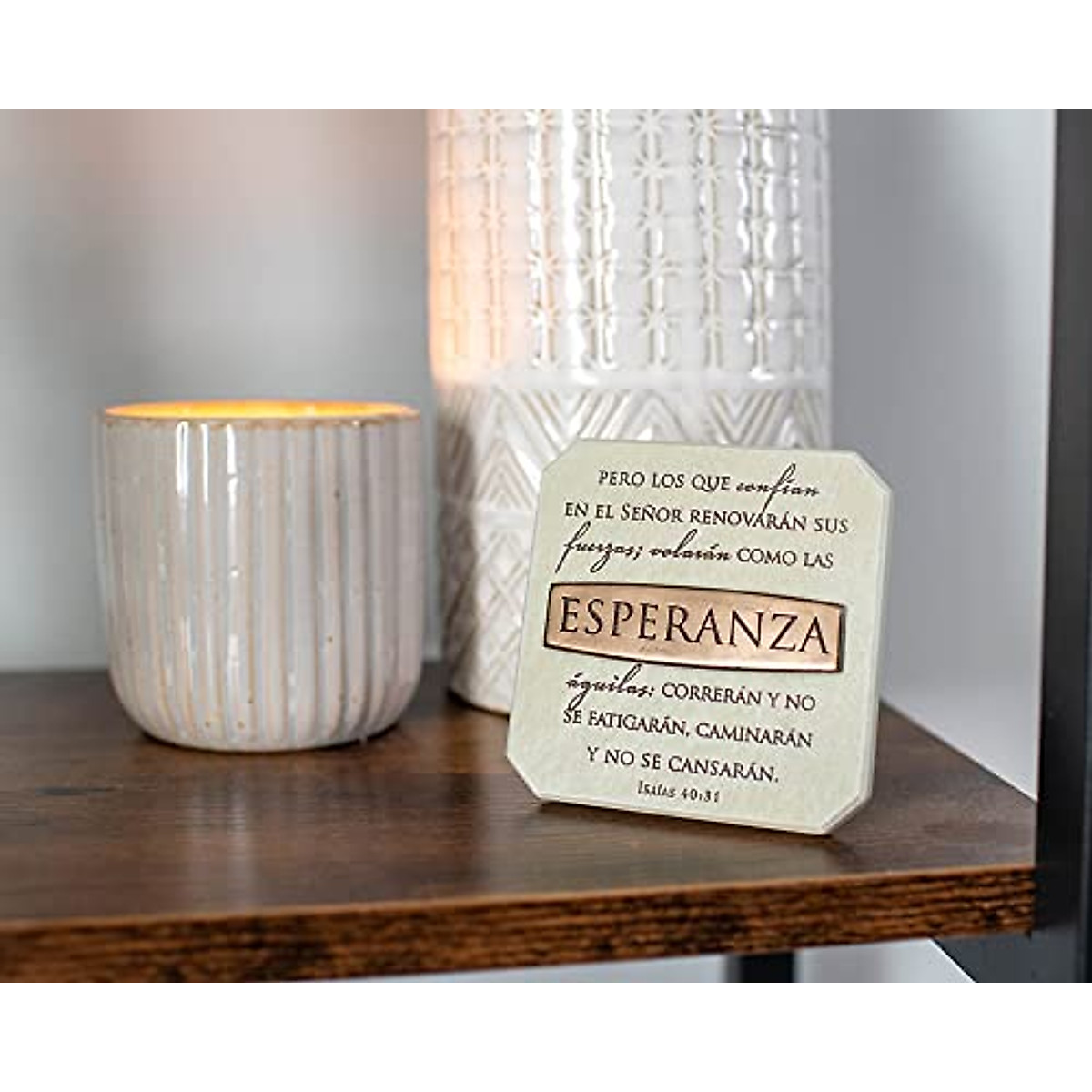 Lighthouse Christian Products Esperanza (Hope) Sandstone 3.75 x 3.75 Cast Stone Bronze Title Bar Plaque