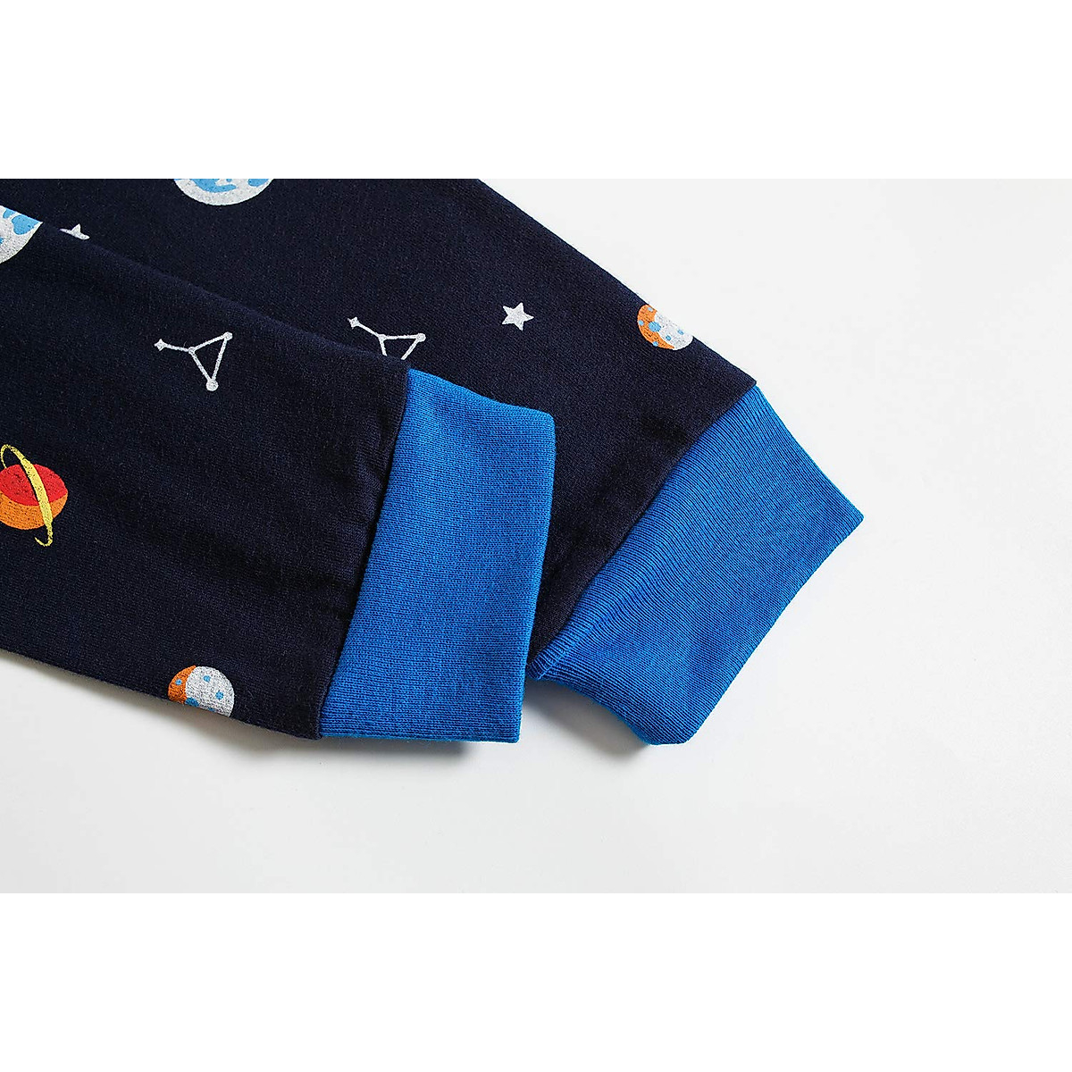 Popshion Little Boys Long Sleeve Pajamas for Boys 100% Cotton Toddler Space Rocket Sleepwear Clothes Set(Planet-6229 6T)