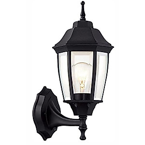 Hampton Bay Lighting 14.5 in. Black Dusk to Dawn Decorative Outdoor Wall Lantern (G14796-BK)