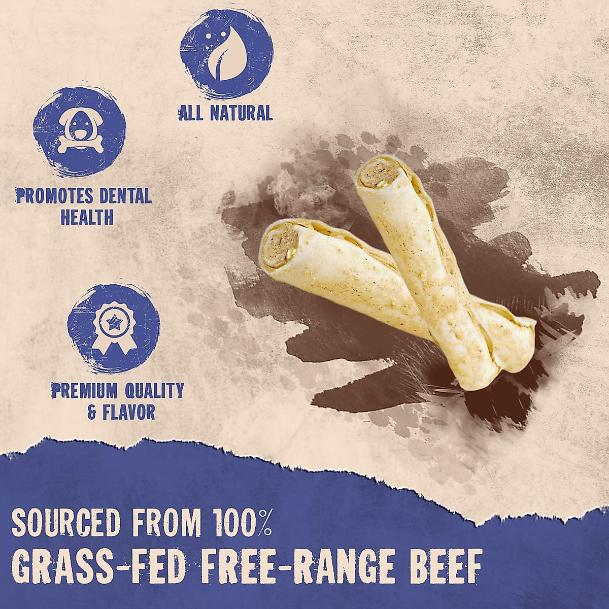 Raw Dog Collagen Chew Sticks for Dogs, 11IN-100% Beef,Grass Fed Non-GMO Premium Odor Free Dog Chews – All Natural Dog Treats Low Fat and High Protein Dental Treats