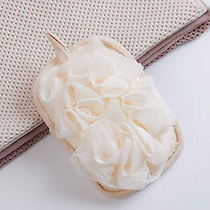 mikimini Bath Mitt for Women, Bath Pouf Mesh Brushes 1 PC Upgraded Version | Loofah Sponge & Exfoliating Pad 2 in 1 Professional Design | Exfoliating Gently with The Elastic (1 Pack)