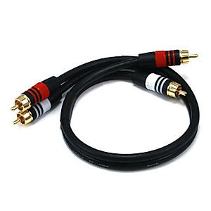 Monoprice Premier Series XLR Male to XLR Female - 1.5ft - Black - Gold Plated | 16AWG Copper Wire Conductors [Microphone & Interconnect] & 1.5ft Premium 2 RCA Plug/2 RCA Plug M/M 22AWG Cable - Black