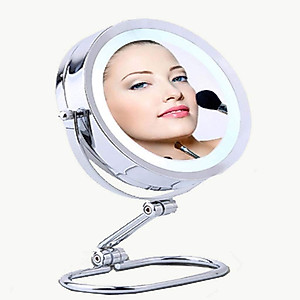 KONGZIR Bathroom Vanity Mirrors Travel Mirrors，Lighted Magnifying Mirror 10X with Natural LED Lights, Portable Lighting Vanity Mirror for Bathroom and Travel，Bathroom Mirrors Makeup Mirror
