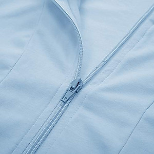 Cotton Terry Cloth Shortie Zip Robe Lightweight Zippered Bath Robes for Women Eggshell Blue 2XL