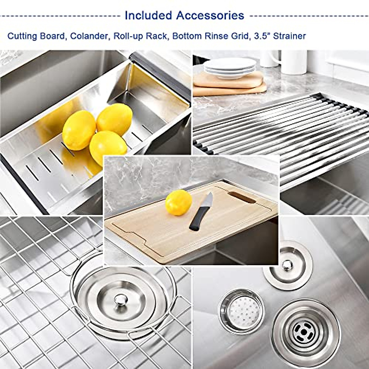 33 Inch Drop In Kitchen Sink Workstation-Hovheir 33x22 Stainless Steel Topmount Double Ledges Workstation Sink 16 Gauge Deep Single Bowl Overmount