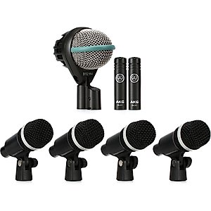 AKG Acoustics Drum Set Concert 1 Professional Drum Microphone Set with D112 MkII Bass Drum, 2X C430 Overhead and 4X D40 Microphones, Model:2581H00160