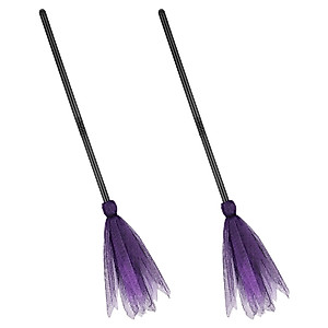 Halloween Broom 2Pcs Halloween Witches Broom - Masquerade Show Dress Up Miracle Broom Witch Broom Decorative Props for Feastival Halloween Cosplay (Random Color) Witches Broomstick