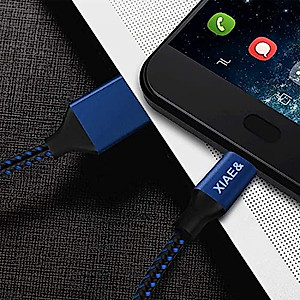 Micro USB Cable,XIAE& 5Pack (3/3/6/6/10FT) Nylon Braided Fast Charging Cable Aluminum Housing USB Charger Android Cable for Samsung Galaxy S7 Edge S6 S5,Android Phone,LG G4,HTC and More (Blue)
