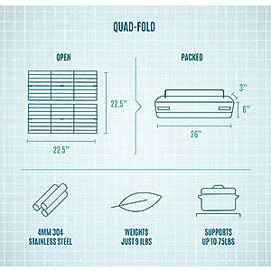 Campfire Defender Protect Preserve Pop Up Pit Portable Grilling Grates (QuadFold Folding Grill Grates)