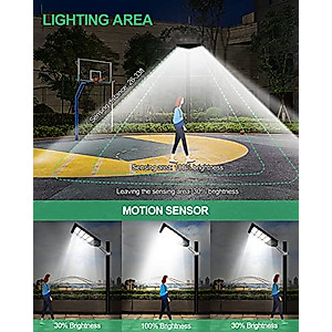 FRAPOW 2 Pack of 600W Solar Street Light Outdoor, 60000LM Waterproof Parking Lot Commercial Light with Remote Control and Motion Sensor, Dusk to Dawn Flood Light for Garden Yard Path