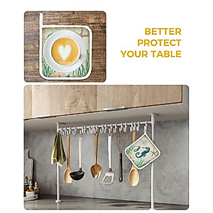 Pot Holder Set of 4 Ocean Seahorse Seaweed Potholder Heat Proof Non-Slip Pot Holders,Retro Nautical Compass Hot Pads Potholders for Kitchen Cooking Baking BBQ