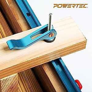 POWERTEC 71164 Aluminum Cam Clamp for Woodworking, 1/4”-20 Threaded Insert - 2PK