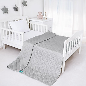 Toddler Blanket for Daycare, Baby Crib Nap Blankets Comforter, Quilted Kids Cot Bed Blanket 39"x47", Soft Throw Blanket for Kids, Lightweight Grey Swaddle Blanket Boys & Girls