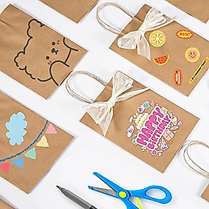 METRONIC Paper Gift Bags 5.25x3.75x8'' 100Pcs Brown Paper Bags with Handles Bulk, Kraft Paper Bags for Small Business, Birthday Wedding Party Favor Bags, Christmas Gift bags, Retail shopping Bags