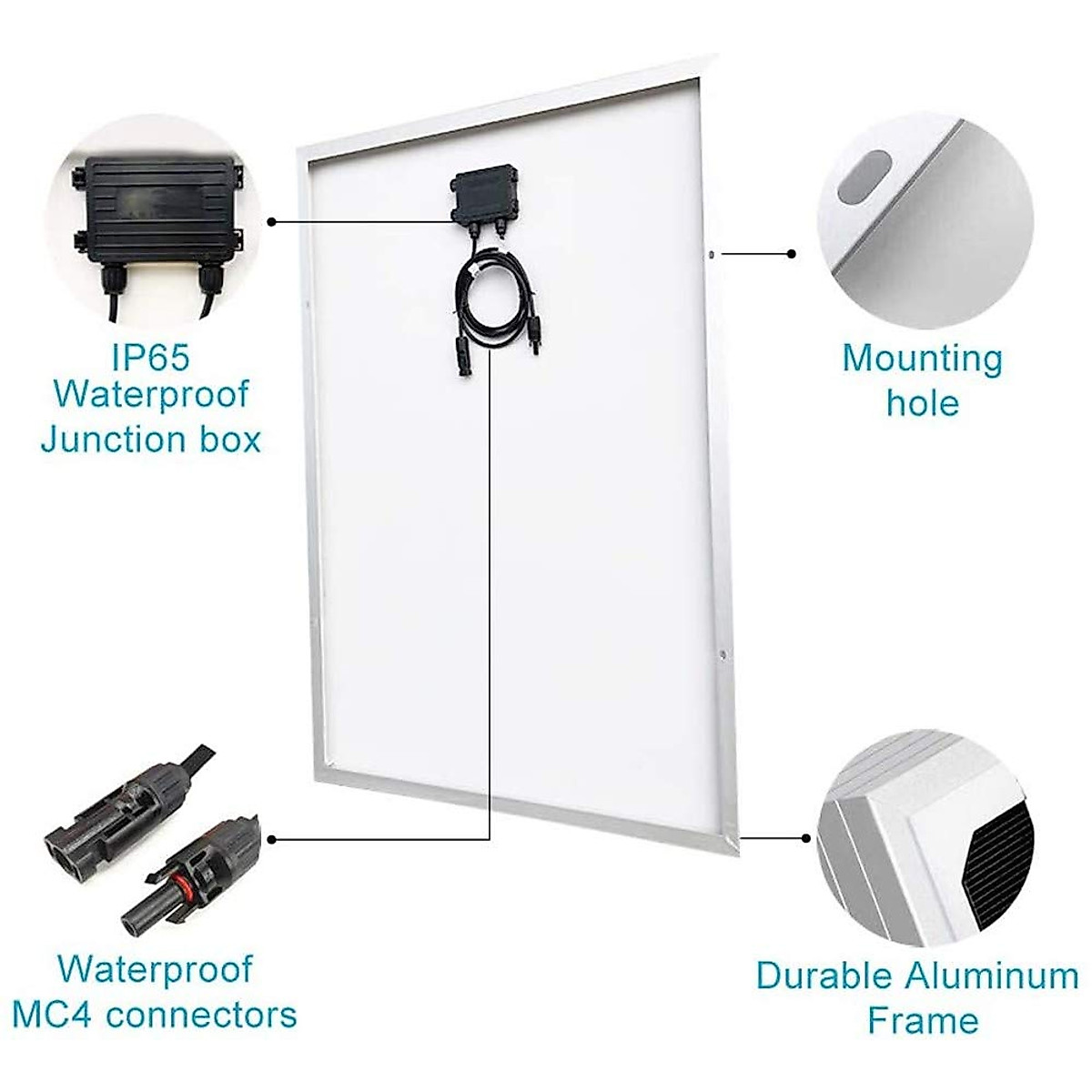 AUECOOR 640W Solar Wind Kit Hybrid System: 2pcs 120W Mono Solar Panels + 400W Wind Turbine Generator + Hybrid Controller for RV, Camping, Boat, Caravans, 12V/24V Battery Charging