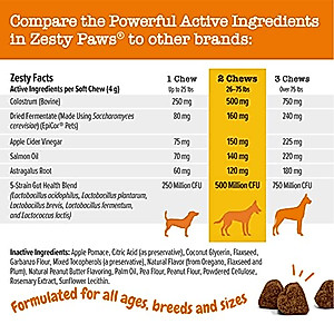 Zesty Paws Allergy Immune Supplement for Dogs - with Omega 3 Salmon Fish Oil & EpiCor Pets + Probiotics for Seasonal Allergies - Peanut Butter