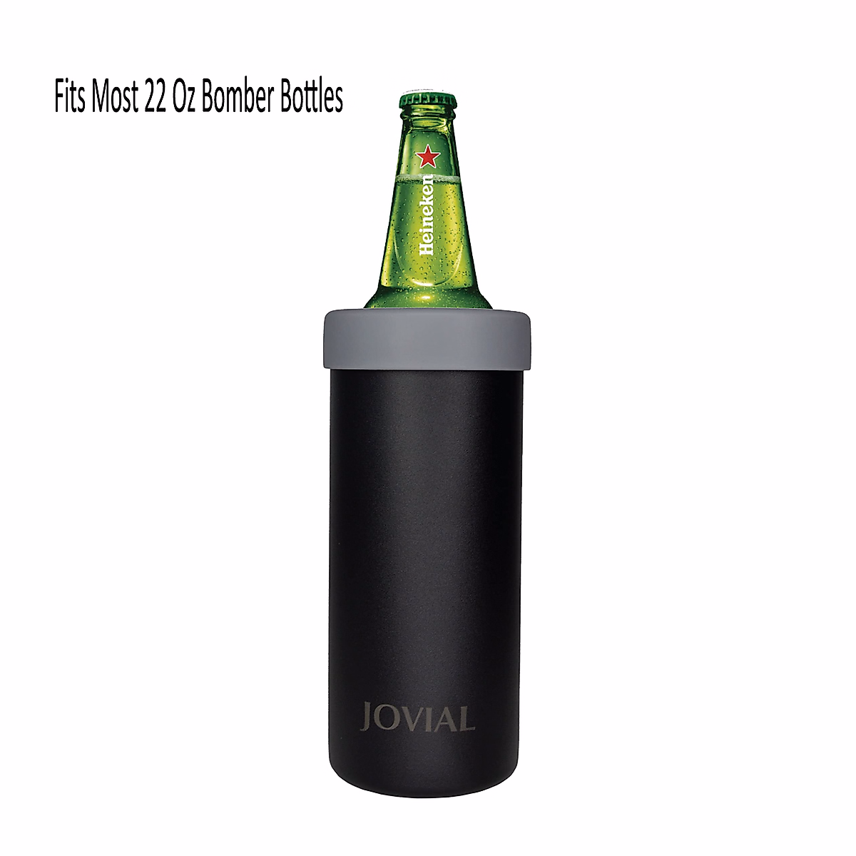 JOVIAL 2 in 1 Stainless Steel Can Cooler Insulated for all 24&25 Oz Cans, Beer Can Cooler,seltzer can coozie, Can insulator,and Work As A Iced Coffee Cup With Lid and Straw (Black)