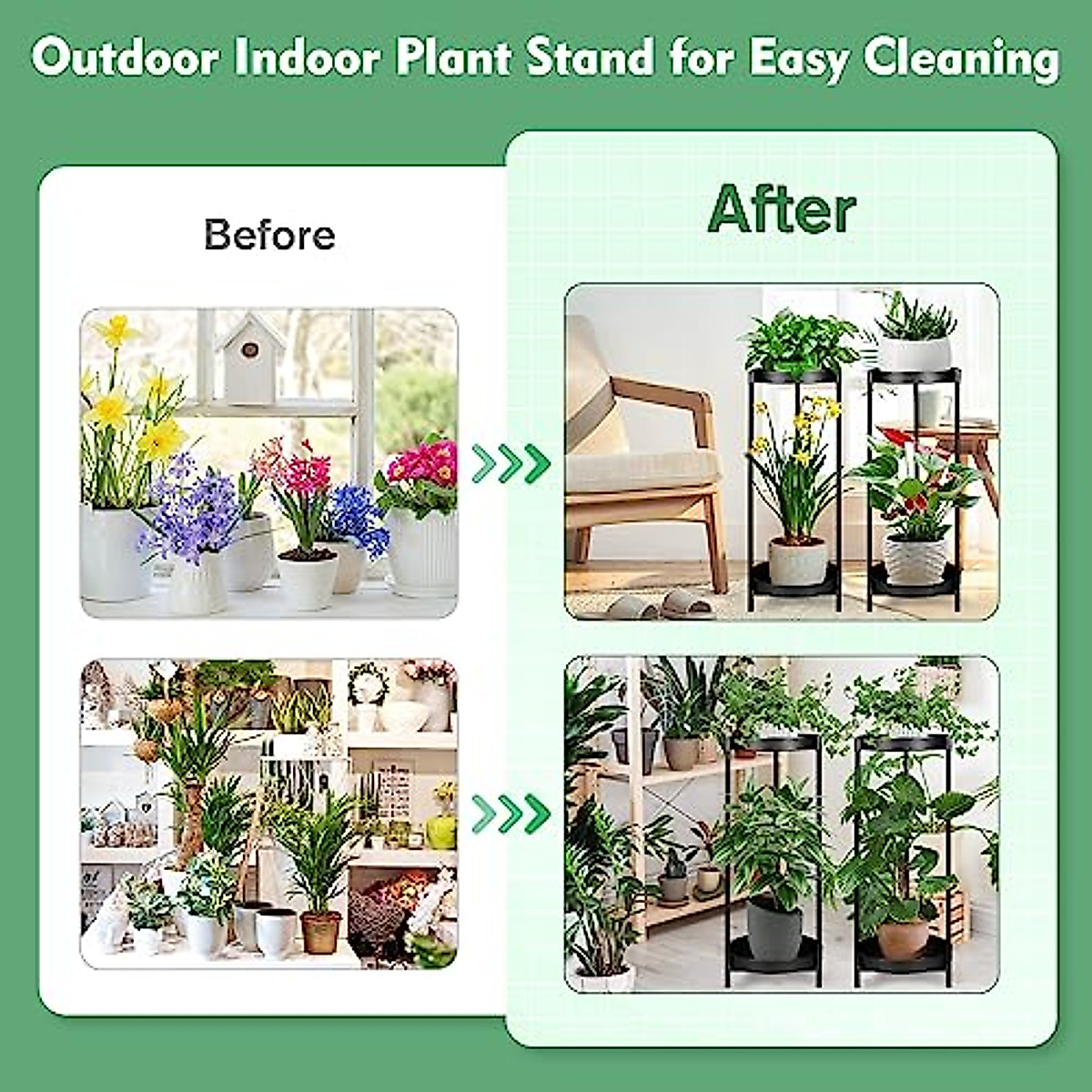 Extra Wide 12"Plant Stand,Extra High 31.5" Tall 2 Tiers Plant Stand, Plant Stand Indoor Outdoor,Metal Heavy Duty Potted Holder Rack,Flower Pot Corner Display Rustproof Iron Shelf for Home Garden Office -Black