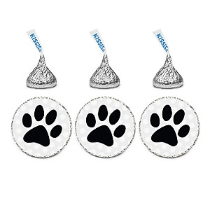 Andaz Press Chocolate Drop Labels Stickers, Birthday, Cat Dog Animal Paw Print, 216-Pack, for Kisses Party Favors, Gifts, Decorations